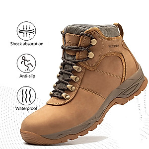 AZXPROT Waterproof Hiking Boots for Men, Outdoor Lightweight Trekking Trails Shoes Backpacking Mountaineering Boots Yellow 7