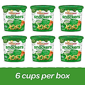 Happy Baby Organics Snackers Baked Grain Snack, Creamy Spinach & Carrot, 1.5 Ounce (Pack of 6)