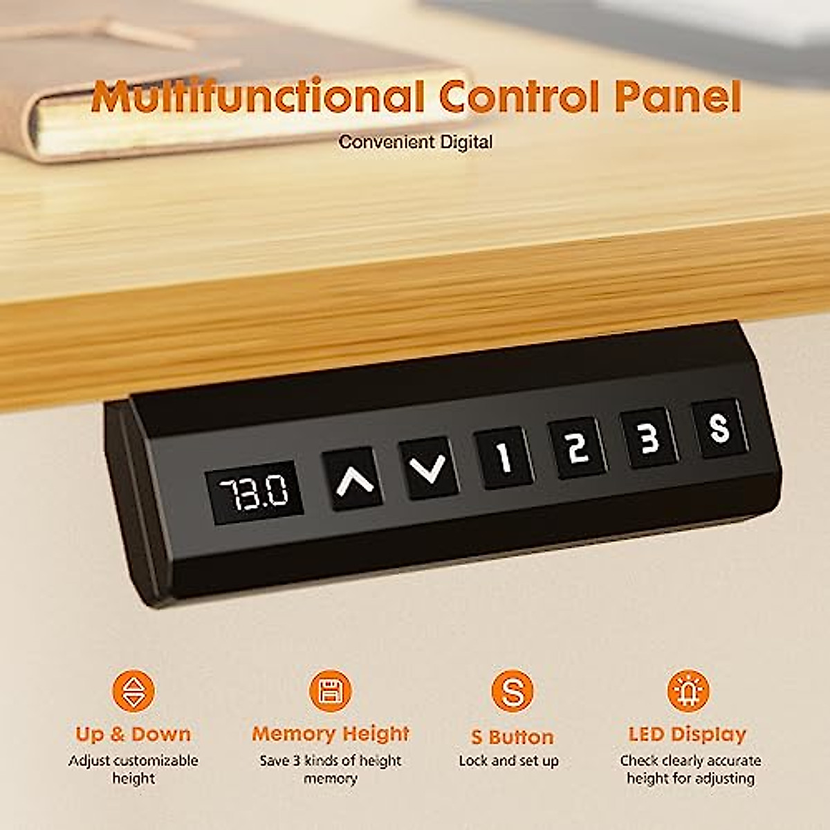 Sweetcrispy Electric Standing Desk Adjustable Height Stand Up Desk, 63 x 24 Inch Sit Stand Desk Adjustable Desk, Home Office Computer Desk with Storage Shelf, Double Drawer, Splice Board, Oak Desktop