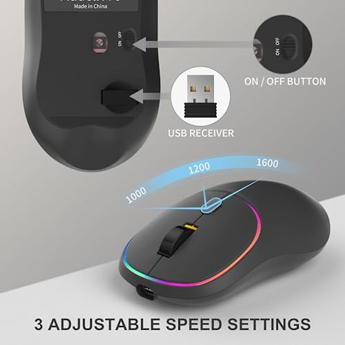 Wireless Gaming Keyboard and Mouse Combo, MageGee V550 2.4G Rechargeable RGB Backlit Keyboard with Clear Shell, Full Size Waterproof Keyboard & LED Mice for PC/Laptop - Gray & Black