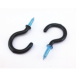 Yueton 50pcs Vinyl Coated Screw-in Ceiling Hooks Cup Hooks (Black)