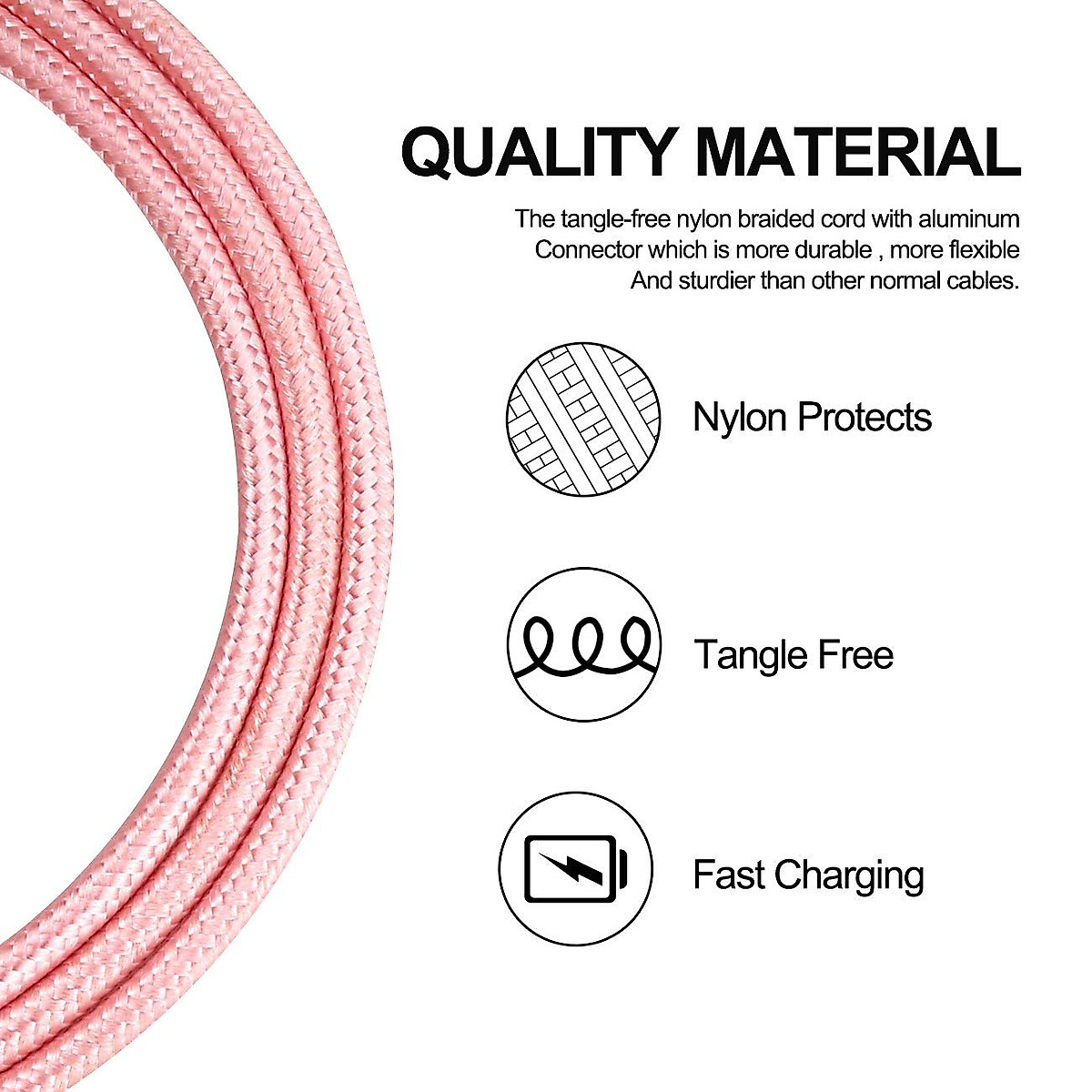 sharllen iPhone Charger Cord iPhone Lightning Cable 3/3/6/6/10FT 5Pack Nylon Braided USB Fast iPhone Charging Cable&Syncing Long Cord Compatible iPhoneXs/Max/XR/X/8/8P/7/7P/6/5/iPad/iPod (Rose Gold)