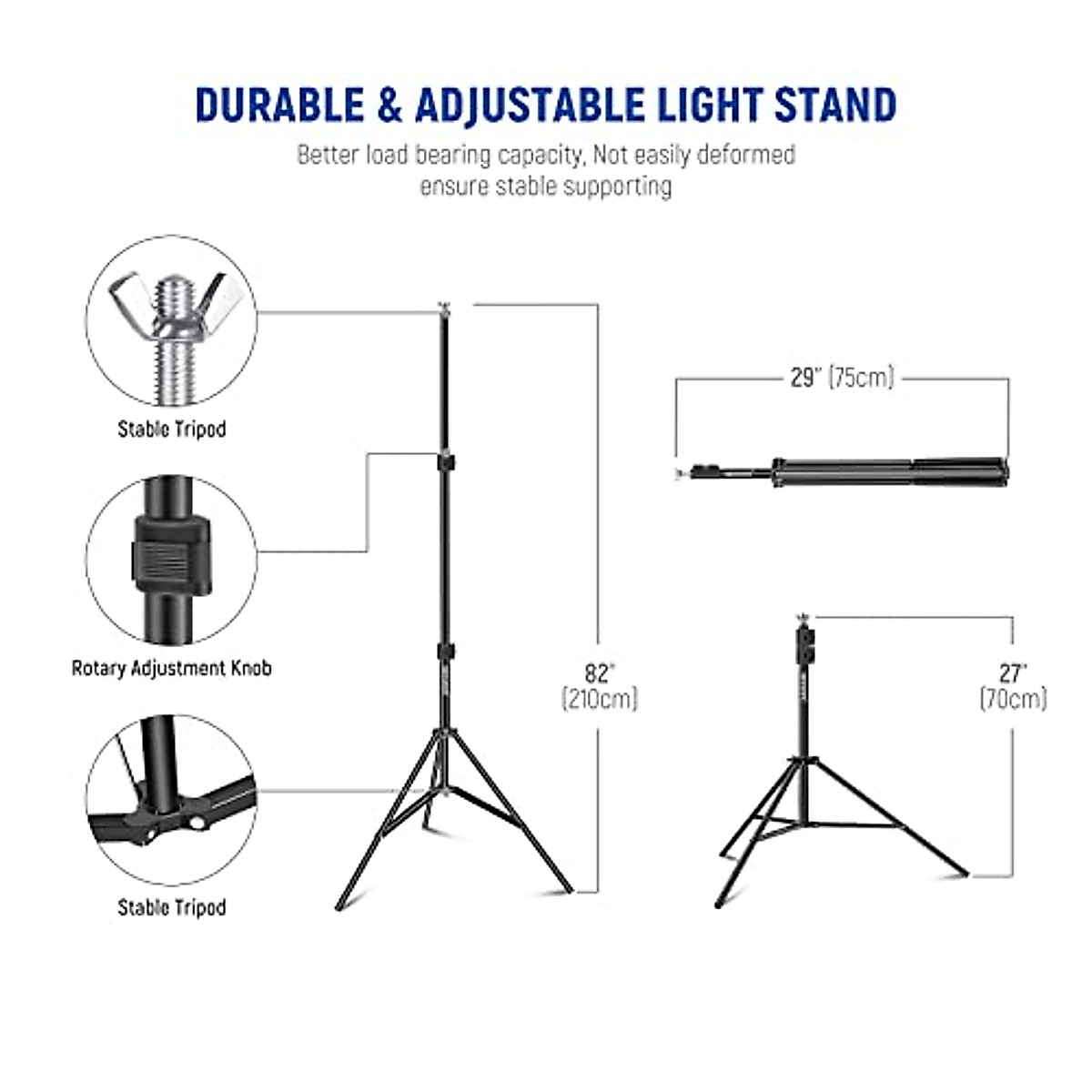 NEEWER Backdrop Stand 10ft x 7ft, Adjustable Photo Studio Backdrop Support System for Wedding Parties Background Portrait Photography with 4 Crossbars, 6 Clamps, 2 Orange Sandbags and Carrying Bag