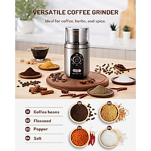 SHARDOR Adjustable 12 Cup Coffee Grinder Electric with 3 Grinding Settings, Stainless Steel Coffee Bean Grinder for Spice Nut Herb, Espresso Grinder with 1 Removable Stainless Steel Cup