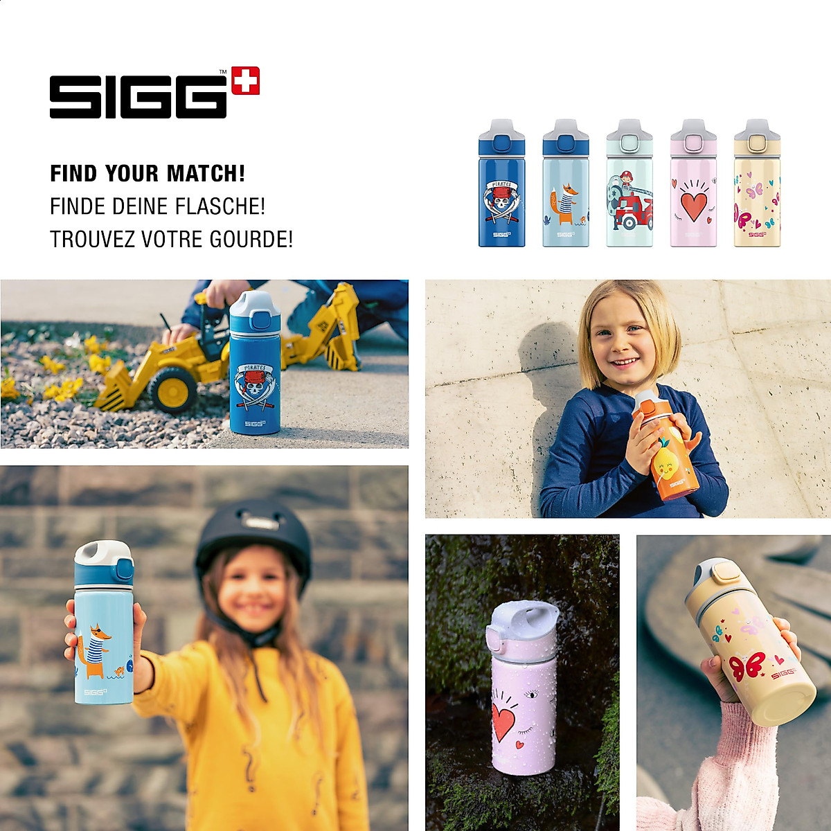 SIGG - Kids Miracle Water Bottle - Lemons - Lightweight Aluminium with Leak-Proof Lid - One Hand Children's Drink Bottle - 13 Oz