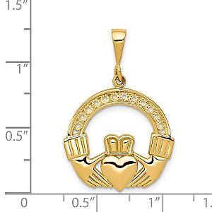 IceCarats 14K Yellow Gold Heart Love Irish Claddagh Necklace Celtic Charm Pendant Jewelry Only