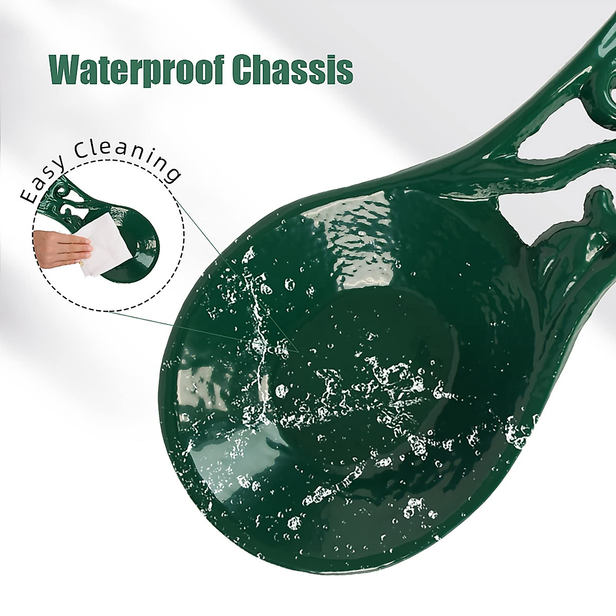 MINLUFUL Spoon Rest Holder for Stove Top, Sturdy and Unbreakable Cast Iron Spoon Rest Ladle Holder for Kitchen Counter, Keep Stovetop Countertop Clean, Pumpkin Green