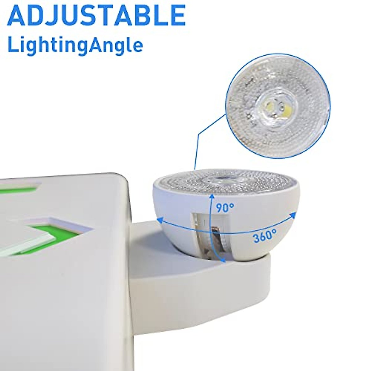 OSTEK Green Exit Sign with Emergency Exit Lights, 2 Adjustable Head Lights, Double Face and 90min Long Backup Battery, ABS Fire Safety Emergency Exit Light (UL Certified 120-277V)(UL 94V-0)