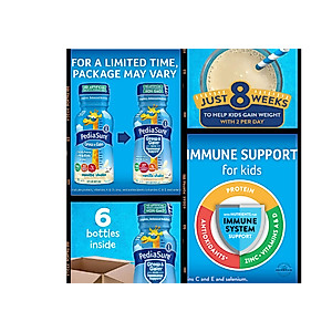 PediaSure Immune Support Kids Protein Shake Grow & Gain Vanilla Flavors, 8 Fl Oz 8 Pack, by Drinkolin