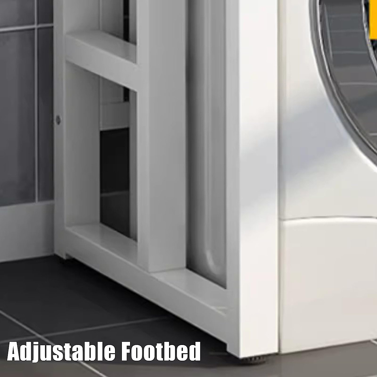 Topjia Thicken Washing Machine Shelf with Adjustable Shelf,Space Saver Stackable Storage Shelf,Washer Dryer Stacking Rack Stand for Laundry Room Apartments Garages(29.5"x25.6"x41.3", White)