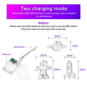 20 LED Children's Room LED String Light Astronaut Spaceship Rocket Pendants Holiday Party Lights Wall Window Nursery or Kids room Decor Wedding Around the Garden Party Patio Christmas (multicolour)