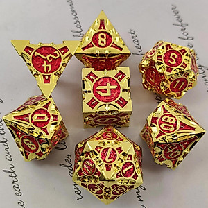 GIUADKXD DND Metal Dice Set - D&D Dungeons & Dragons Dice Set Polyhedron for RPG Role Playing Board Game Warhammer Cool Dice DND Accessories D4 D6 D8 D10 D10% D12 D20（Red）