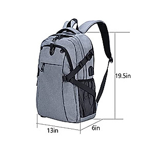 Widfre Basketball Backpack with USB Charging Port, Durable Men's Laptop Backpack for Outdoor with Ball Compartment (Gray)
