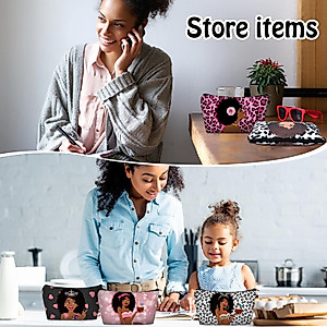 Chunful 9 Pcs Black Women Makeup Bag African American Make up Pouch Bags Canvas Travel Cosmetic Bags for Women Queen Zippered Toiletry Bag Reusable Multi Purpose Organizer for Adults (Stylish Style)