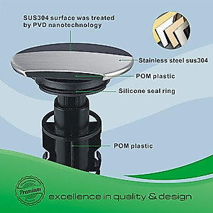 Bathroom Sink Drain, Pop Up Drain Stopper with Overflow, Lavatory Vanity Vessel Sink Drain Assembly, Oil Rubbed Bronze