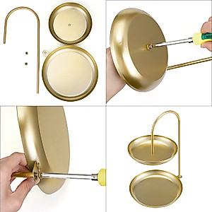 ManChDa 2-Tier Jewelry Tray Glod Multi Layer Necklace Holder Attractive Gold Jewelry Storage Display Stand Double Jewelry Organizer Table Storage Tray for Key, Bracelet & Ring