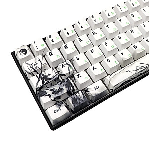 JSJT Custom Keycaps-Keycaps 60 Percent Ink Panda Keycaps PBT Japanese Keycaps 71 Keys OEM Profile Keycap Set Suitable for Cherry MX Switch GK61/GK64/RK61/Anne/GH60 /ALT61 Mechanical Keyboards