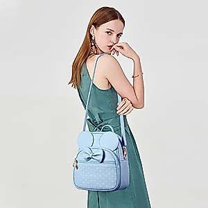 KL928 Girls Mini Backpack Bowknot Polka Dot Cute Daypacks Convertible Shoulder Bag Purse for Women (L.Blue)