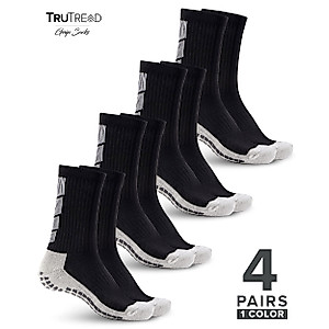 TruTread Soccer Grip Socks - 4 Paris Mens Grip Socks Soccer | Soccer Grip Socks Men | Soccer Socks Men | Non Slip Soccer Socks Mens