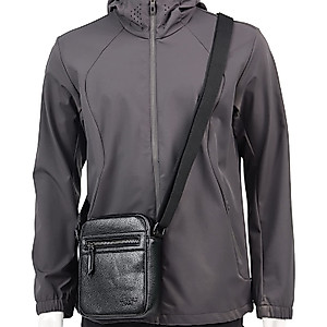 Lemuvlt Crossbody bag for men shoulder bag mens purse satchel leather messenger bag gift man M（Black）…