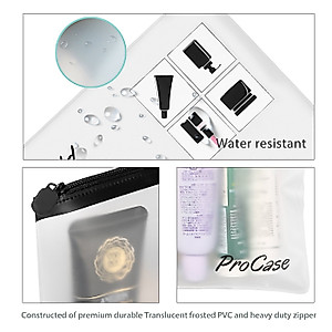 ProCase TSA Approved Fly Travel Toiletry Bag Makeup Pouch, Durable Quart-Size Carry-On Clear Small Handy Bag with Zipper for Liquids Bottles Tubes Cosmetics Container (2-Pack)