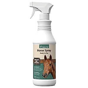 NaturVet Natural Horse Spray for Flies – for Horses Coat, Legs, Shoulders & Neck – Includes Citronella, Rosemary, Cedar Oils – Herbal Fragrance for Horses – 32 Oz.