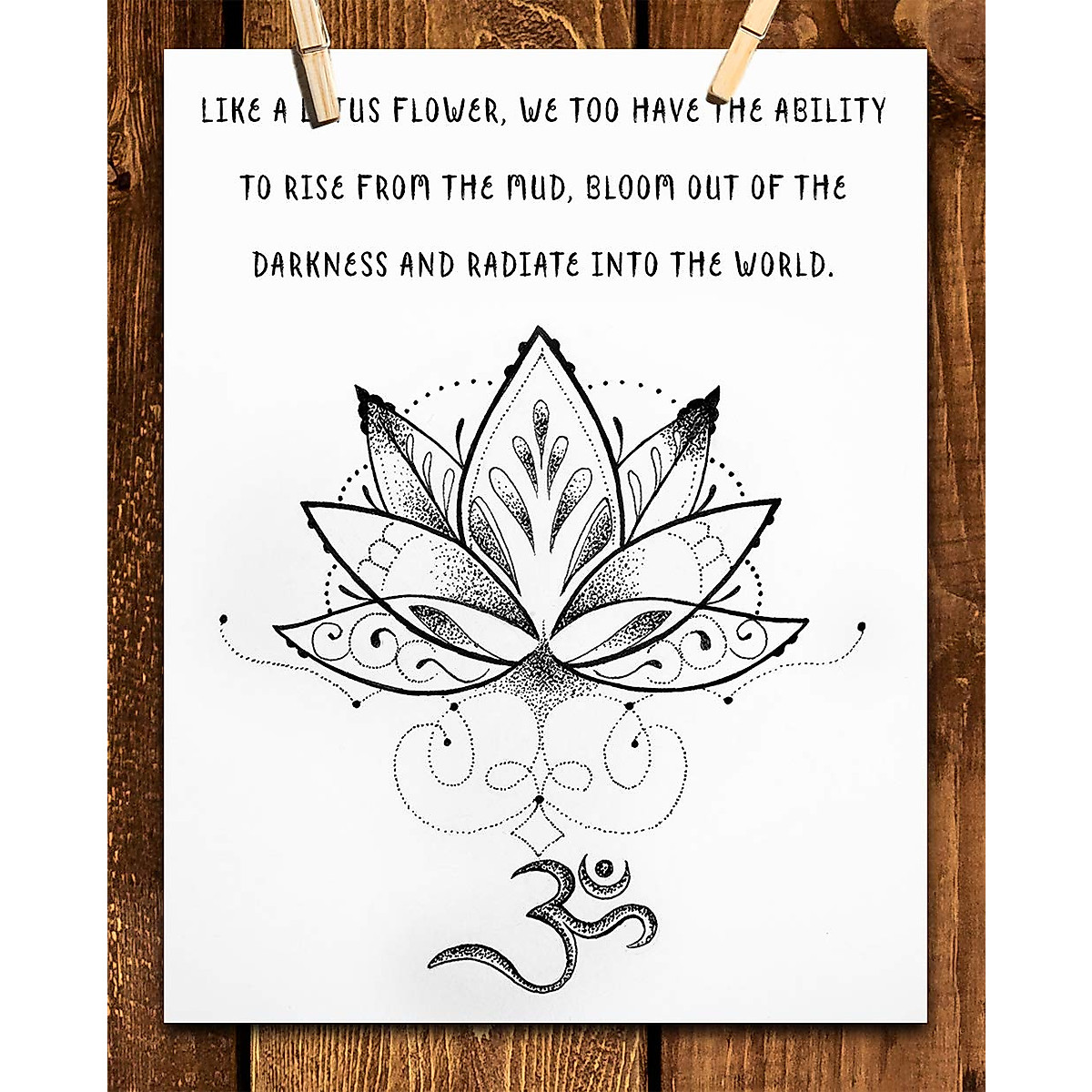 TJ Originals Like a Lotus Flower Quote - Spiritual and Boho Wall Decor - Namaste Zen and Meditation Aesthetic Room Decor - Unframed 11x14 Wall Art Print for Living Room or Yoga Studio