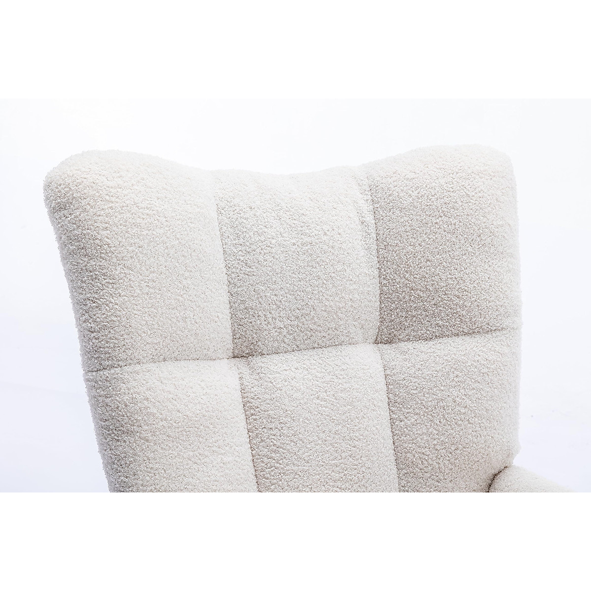 Lepfun, Soft Teddy Velvet Fabric Rocking Chair for Nursery, Comfy Wingback Glider Rocker with Safe Solid Wood Base for Living Room Bedroom and Balcony,Easy to Assemble,White