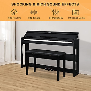 GLARRY 88 Key Home Digital Piano for Beginners, Electric Keyboards Piano MP3/USB/MIDI/Bluetooth Function w/Music Stand, Power Adapter, Triple Pedals, Instruction, Headphone（Black）