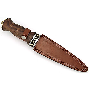 Wild Turkey Handmade Custom Real Damascus Collection Scottish Outdoor Hunting Knife (Brown)