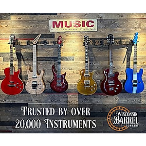 Coyle Woodworks Whiskey Barrel Stave 3-Guitar Wall Mount |Instrument Mount for Guitar, Ukulele, Violin, Banjo, Bass, Guitar Hanger, Natural Finish