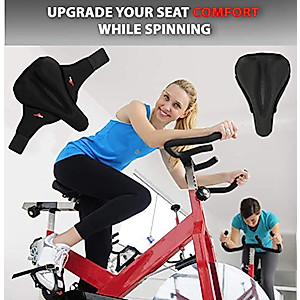 LuxoBike Gel Bike Seat Cover Padded Bicycle Seat Covers for Men – Comfort Soft Silicone Bicycle Seat Pad for Mountain Road Bike Outdoor Cycling – Stationary Cycle Spin Bike Seat Cushion Pads Spinning