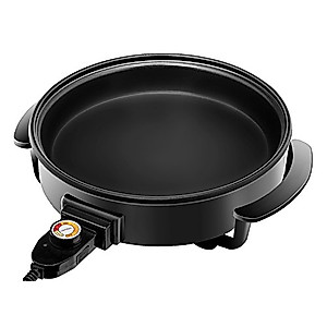 Chefman Electric Skillet - 12 Inch Round Frying Pan with Non Stick Coating, Temperature Control, Tempered Glass Lid, Cool-Touch Handles and Knob, Black