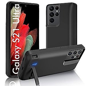 SlaBao S21 Ultra Battery Case, Kickstand & Dual Device Charging & Priority Charging Case, 5000mAh Rechargeable Extended Charger Case for Samsung Galaxy S21 Ultra 5g(6.8") - Black