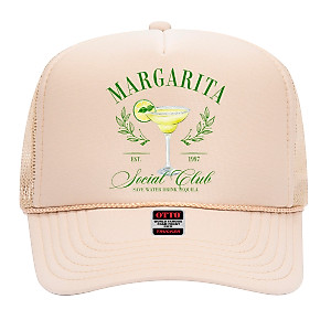 Margarita Social Club Trucker Hat - Premium Snapback for Men and Women - Margs Tequila Drinking Funny Cute (US, Alpha, One Size, Tan)