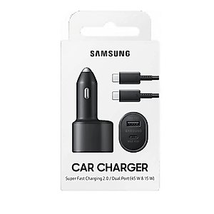 SAMSUNG Super Fast Dual Car Charger (45W+15W) Two Ports EP-L5300 Black