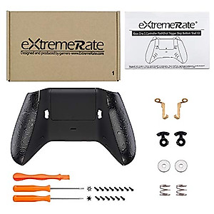eXtremeRate FlashShot Trigger Stop Bottom Shell Kit for Xbox One S & One X Controller, Redesigned Back Shell & Textured Black Handle Grips & Hair Trigger for Xbox One S X Controller Model 1708