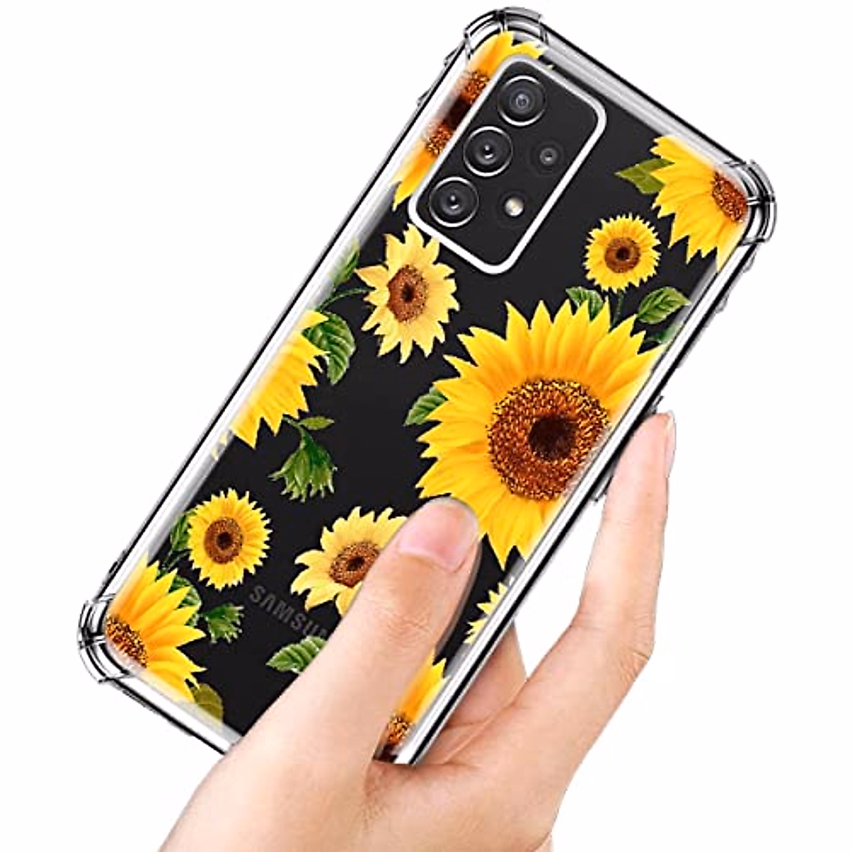 YJROP (3-Pack) for Samsung Galaxy A53 5G Case, Soft Clear TPU [Scratch-Resistant] Drop Silicone Bumper Protection Shockproof Phone Case Cover for Samsung Galaxy A53 5G,Flower
