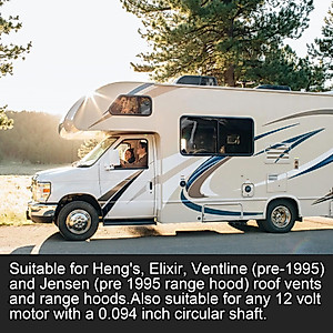 Puxyblue 6" RV Vent Fan Blade and 12V D-Shaft Motor Compatible With Heng's, Elixir, Jensen, Jayco, Toyota Dolphin - 2 Screws and 2 Zip Ties for Camper Roof Vent