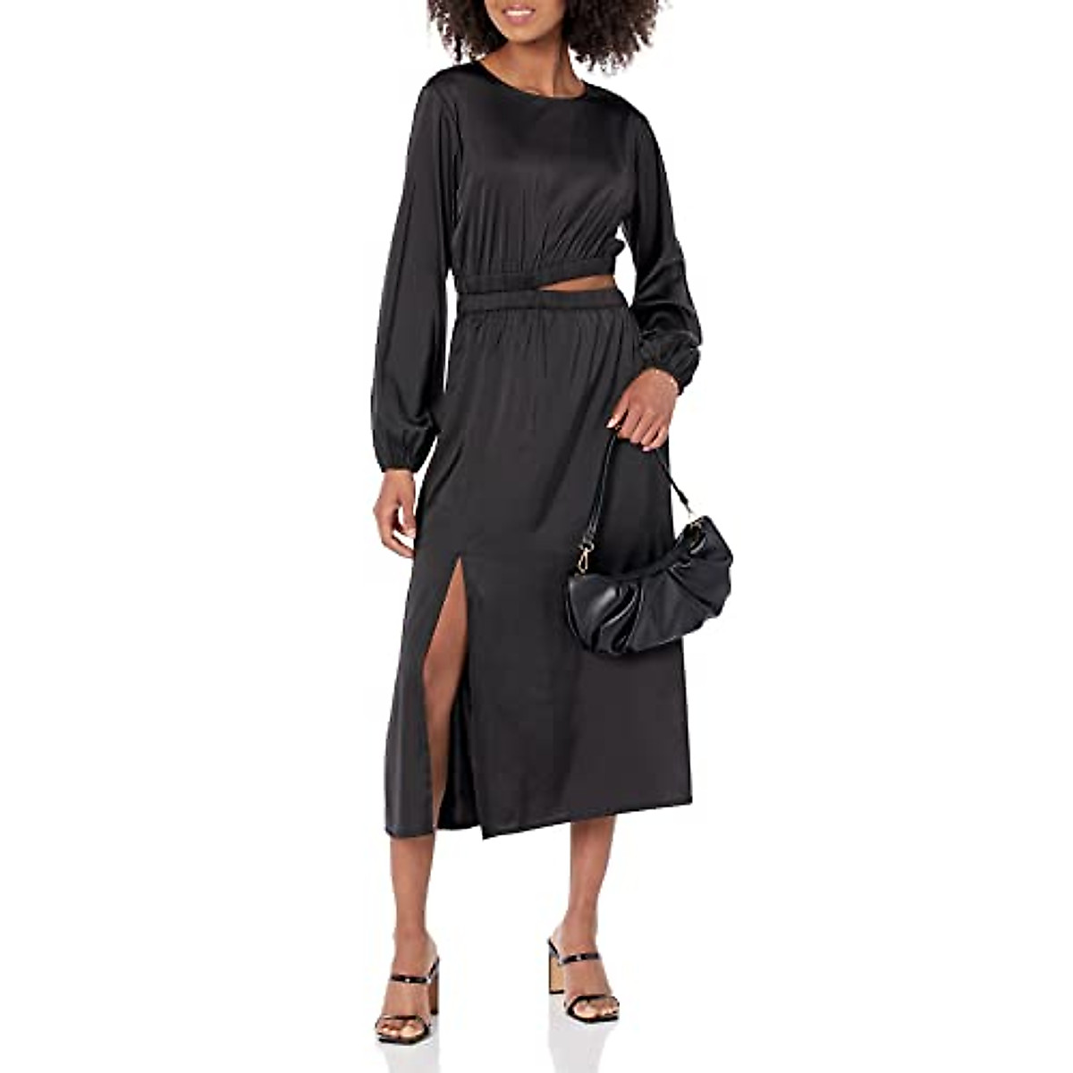 The Drop Women's Jacob Long Sleeve Cut Out Midi Dress, Black, XXL, Plus Size
