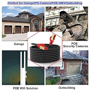 SNANSHI Outdoor Ethernet Cable 50 ft, Cat 7 Ethernet Cable 26AWG Heavy Duty CAT7 Waterproof Outdoor Direct Burial UV Resistant Internet Cable LAN Cable for Garage,POE Camera/WiFi Extender,Outbuilding