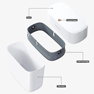 JOYBOS Small Bathroom Trash Can with Lid - 14L/3.7 Gallon Popup Lid Garbage Can, Rectangular Plastic Covered Trash Bin, Soft Close Slim Wastebasket