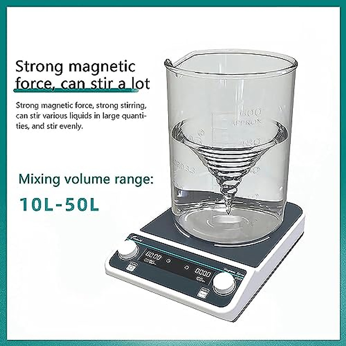XENITE 10L/20L/50L Digital Display Lab Magnetic Stirrer，50-1500Rpm，23H/ 59Min/ 59Sec，Can Be Rotated Forwards and Backwards，with Stir Bar,20L