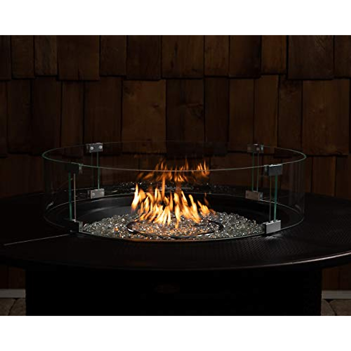 Fire Sense Fire Pit Wind Guard Clear Glass Tempered Glass for Propane, Gas, Fire Pits and Patio Heaters - Round - 26 Inches