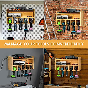 XCSOURCE Drill Charging Station | Drill Storage | Wall Mounted | Power Tool Storage | Power Drill Toolbox Screwdriver Cordless Drill Organizer - Tool Parts Craft Organizer Wooden