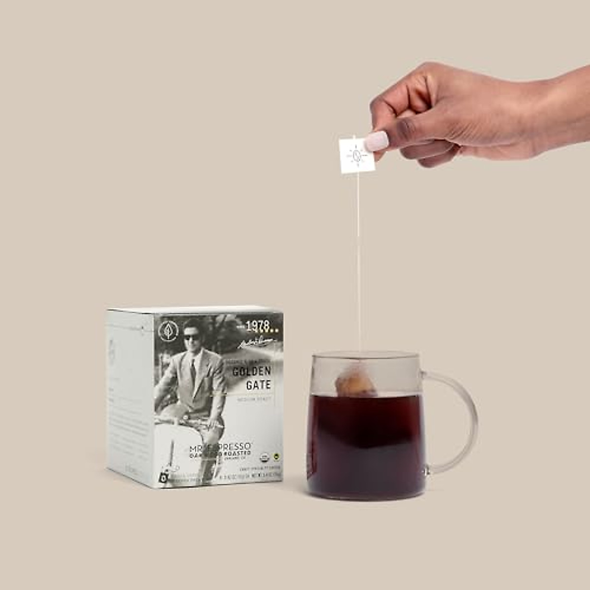 Mr. Espresso Instant Coffee - Organic Single Serve Coffee Tea Bags - Ethically Sourced Instant Espresso Coffee - No Machine Needed, Fair Trade Coffee Packets (Golden Gate) (Medium Dark Roast) (Pack of 8)