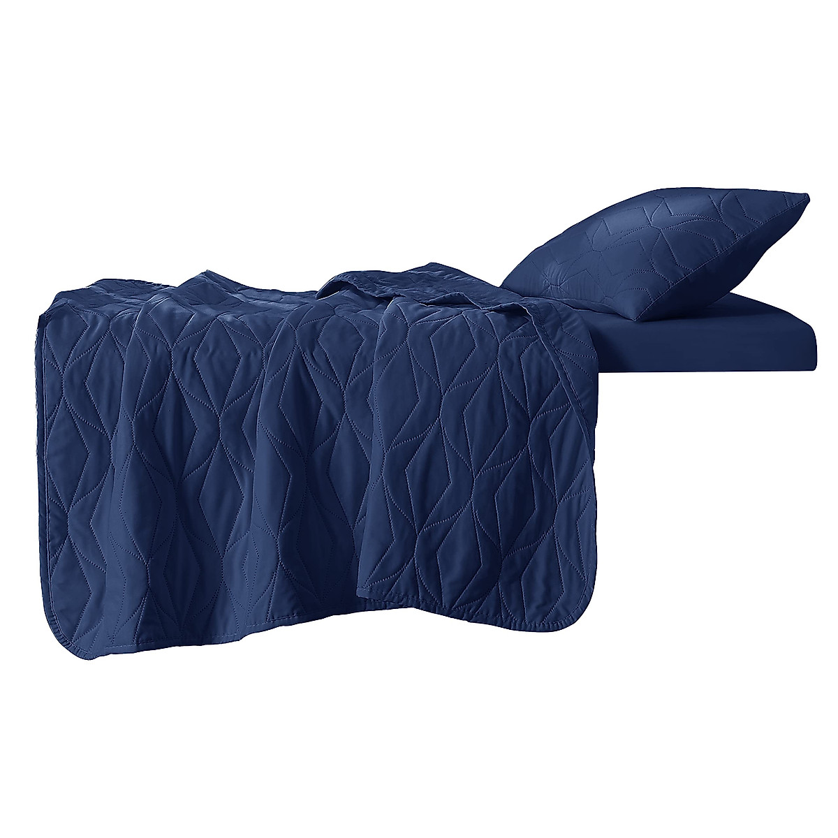 Clara Clark Toddler Bedding Set, All Season Toddler Quilts, 3PC Bedspread Coverlet Set - Ultra Soft and Breathable Kids Bedding, Navy Blue