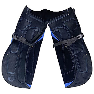 Rekhi International Rekhi 27'' Farrier Apron Chaps,1000 Denier Cordura and Suede Leather Farrier Apron, Farrier Chaps with 4 knife pockets and Nail Magnet in Blue 70Cm, Farrier Apron Chaps for Men