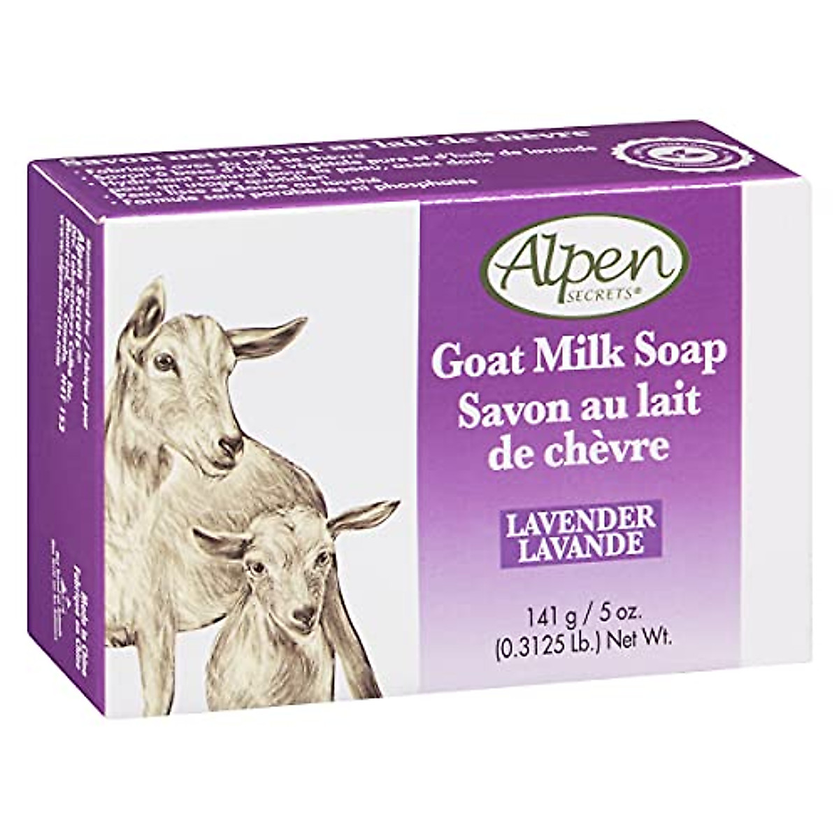 Alpen Secrets Daily Cleansing Goat milk Soap with Lavender Oil, 5-Ounces Bars (Pack of 4)