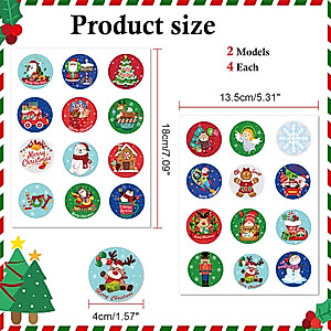 HOWAF Christmas Stickers, 96pcs Assortment Holiday Sticker Round Xmas Label Stickers Gift Stickers Kids Stickers for Crafts, Scrapbooking, Card Making, Christmas Party Supplies, 24 Patterns, 4cm